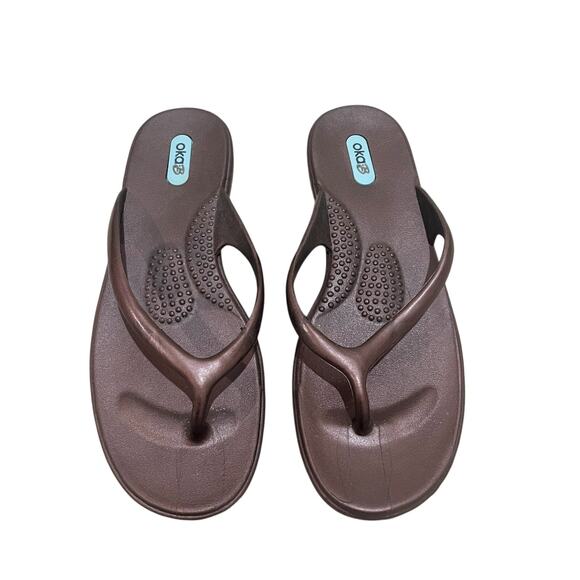 OKA b. | Shoes | Oka B Millie Brown Thong Flipflops Sandals Womens Sz M ...